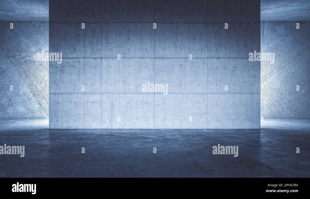 abstract 3d render interior with concrete walls Stock Photo - Alamy
