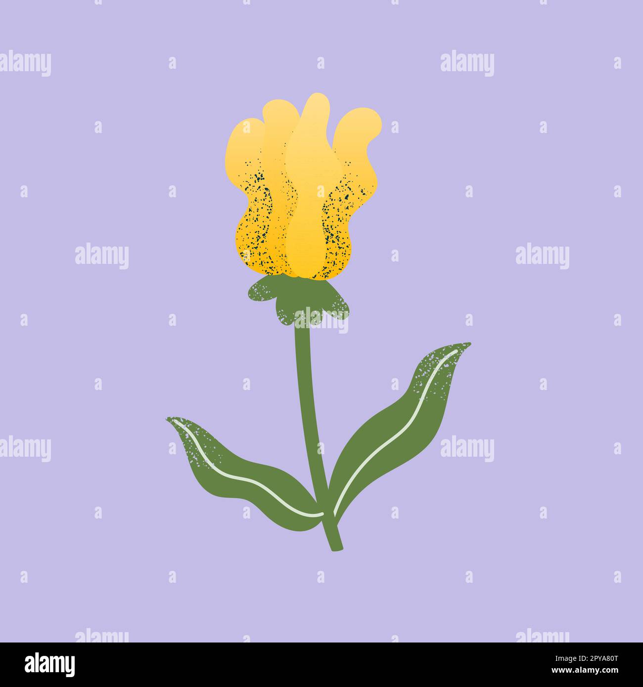 Hand drawn flower with rounded shapes and textures. Vector illustration ...