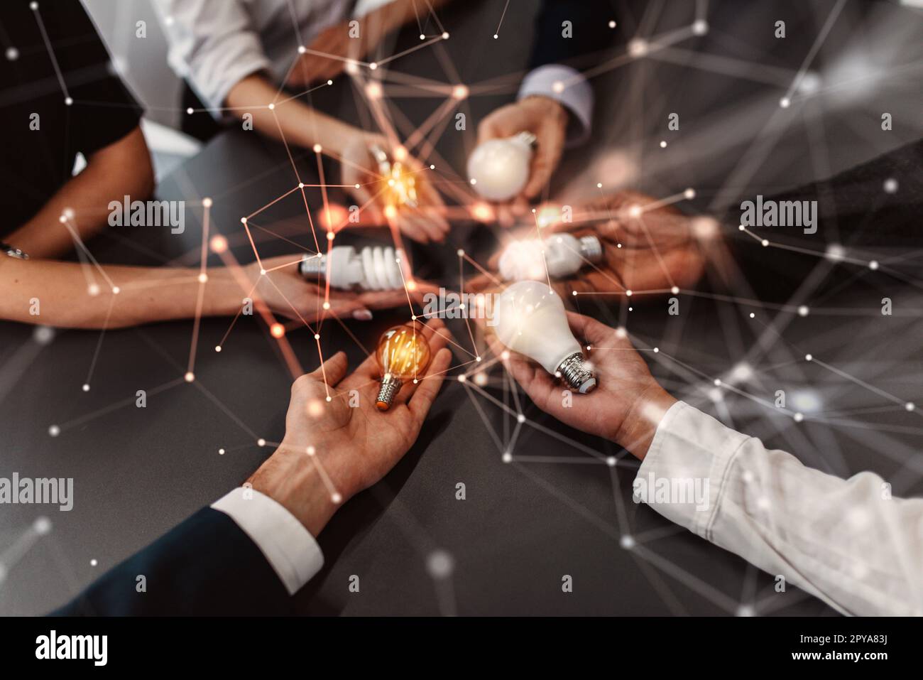 Teamwork and brainstorming concept with businessmen that share an idea ...