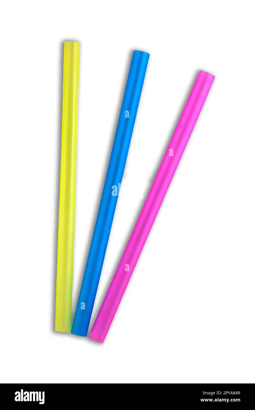 colorful straws on a white background Stock Photo - Alamy