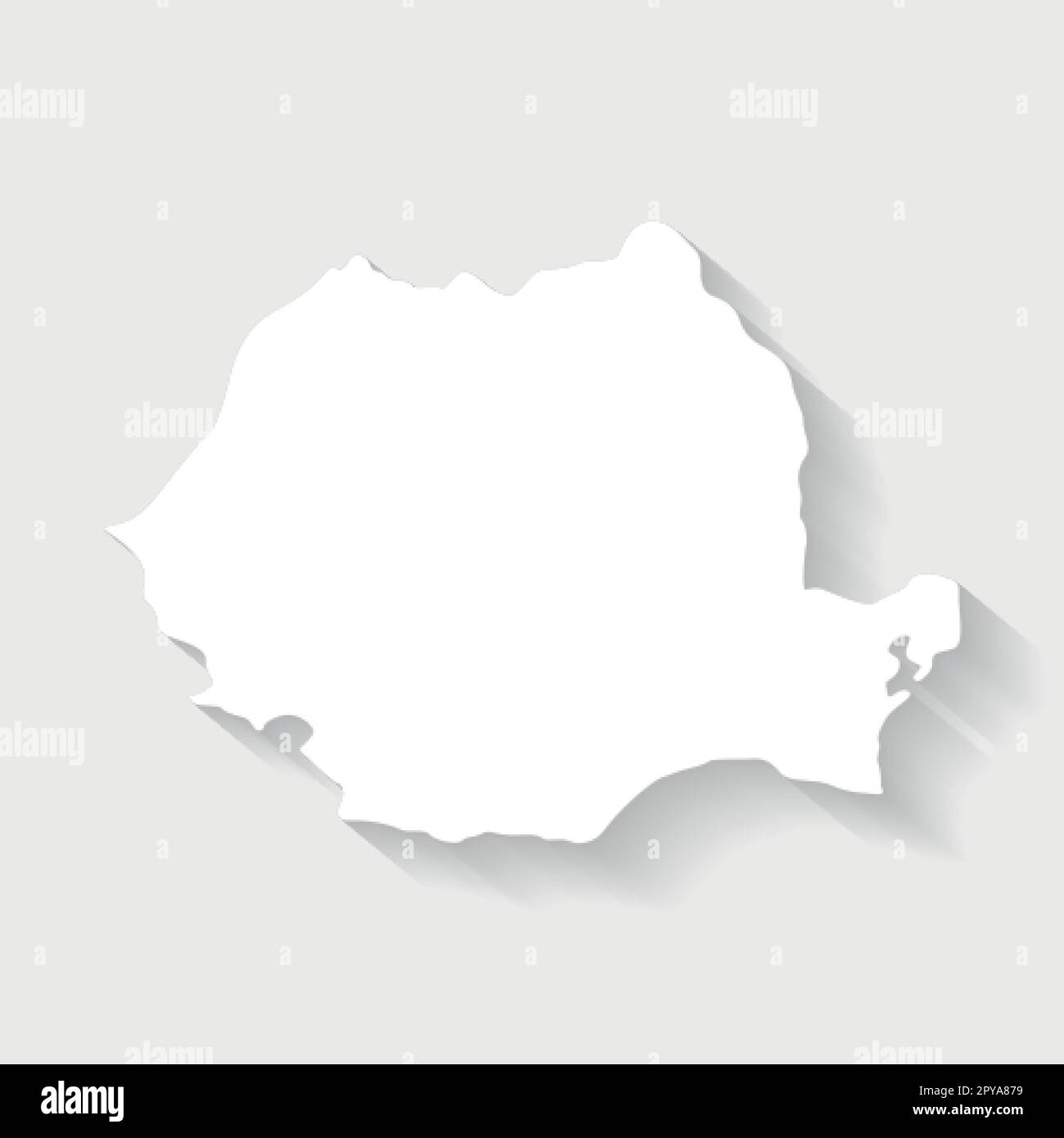 Simple white Romania map on gray background, vector, illustration, eps ...