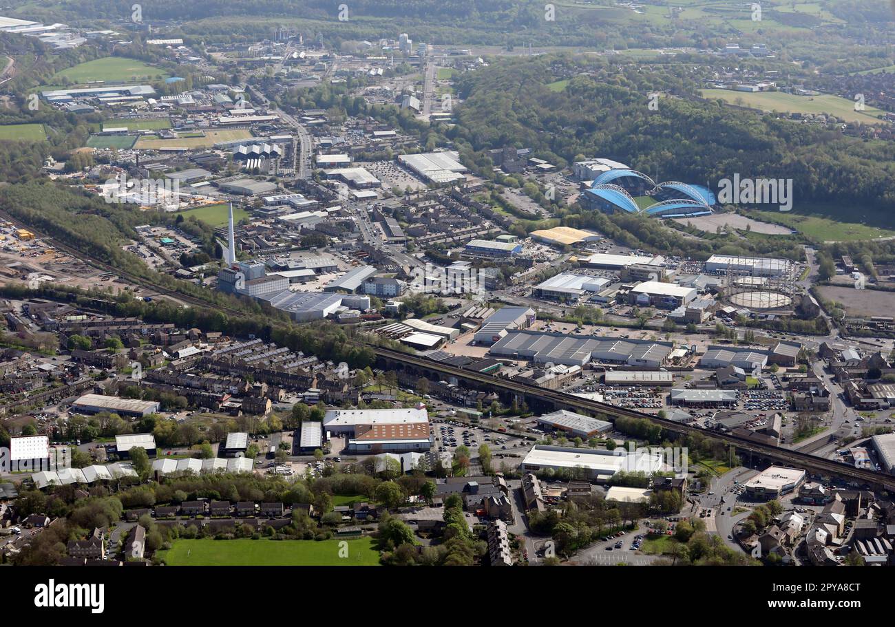 aerial view of Huddersfield town centre, West Yorkshire Stock Photo - Alamy