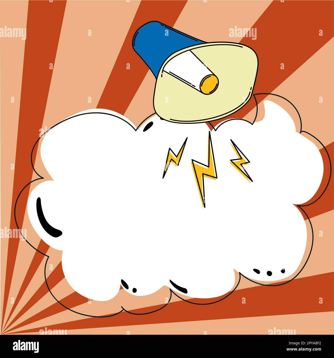 Megaphone presenting important information. Vector drawing illustration ...