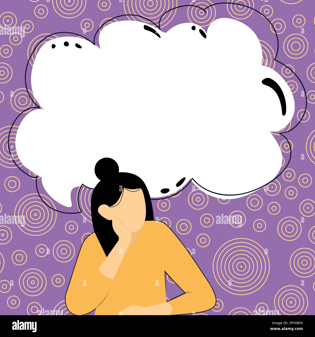 Girl sitting and thinking about current news. Bright vector ...