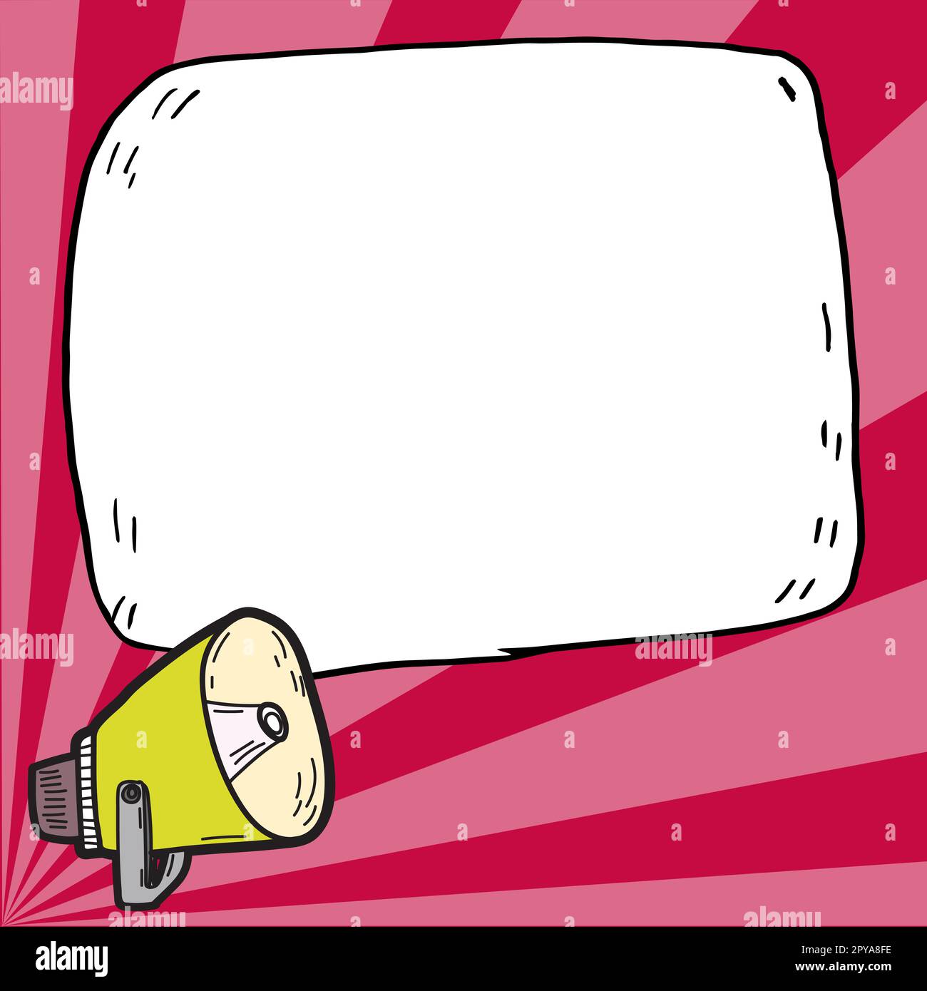 Megaphone presenting important information. Vector drawing illustration ...