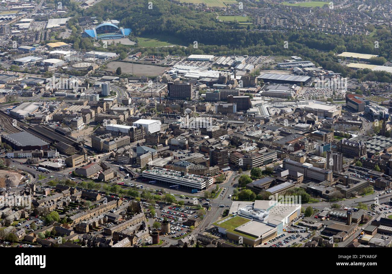 aerial view of Huddersfield town centre, West Yorkshire Stock Photo - Alamy