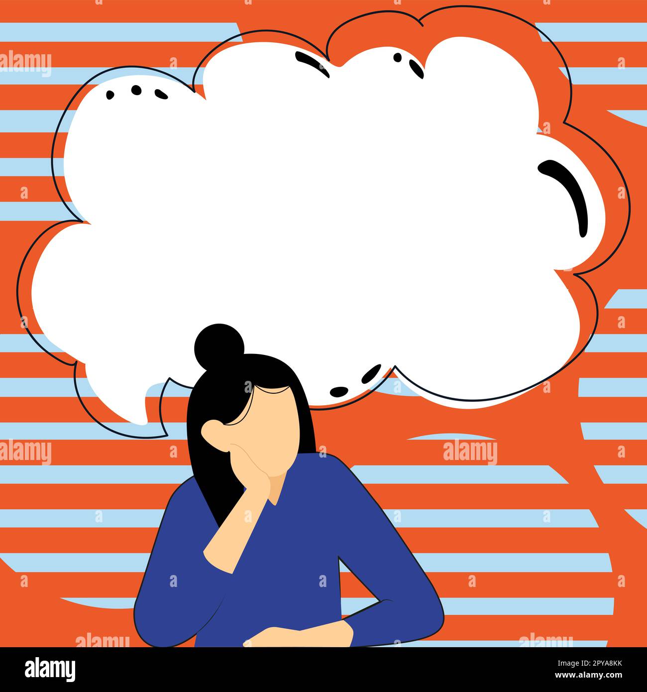 Girl sitting and thinking about current news. Bright vector ...