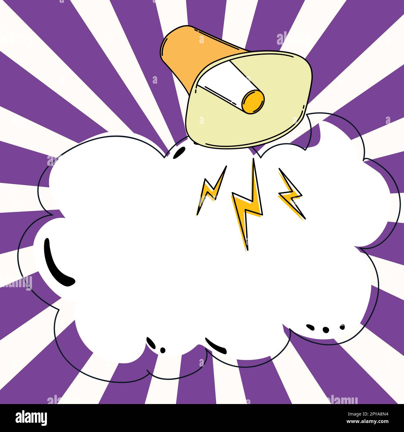 Megaphone presenting important information. Vector drawing illustration ...