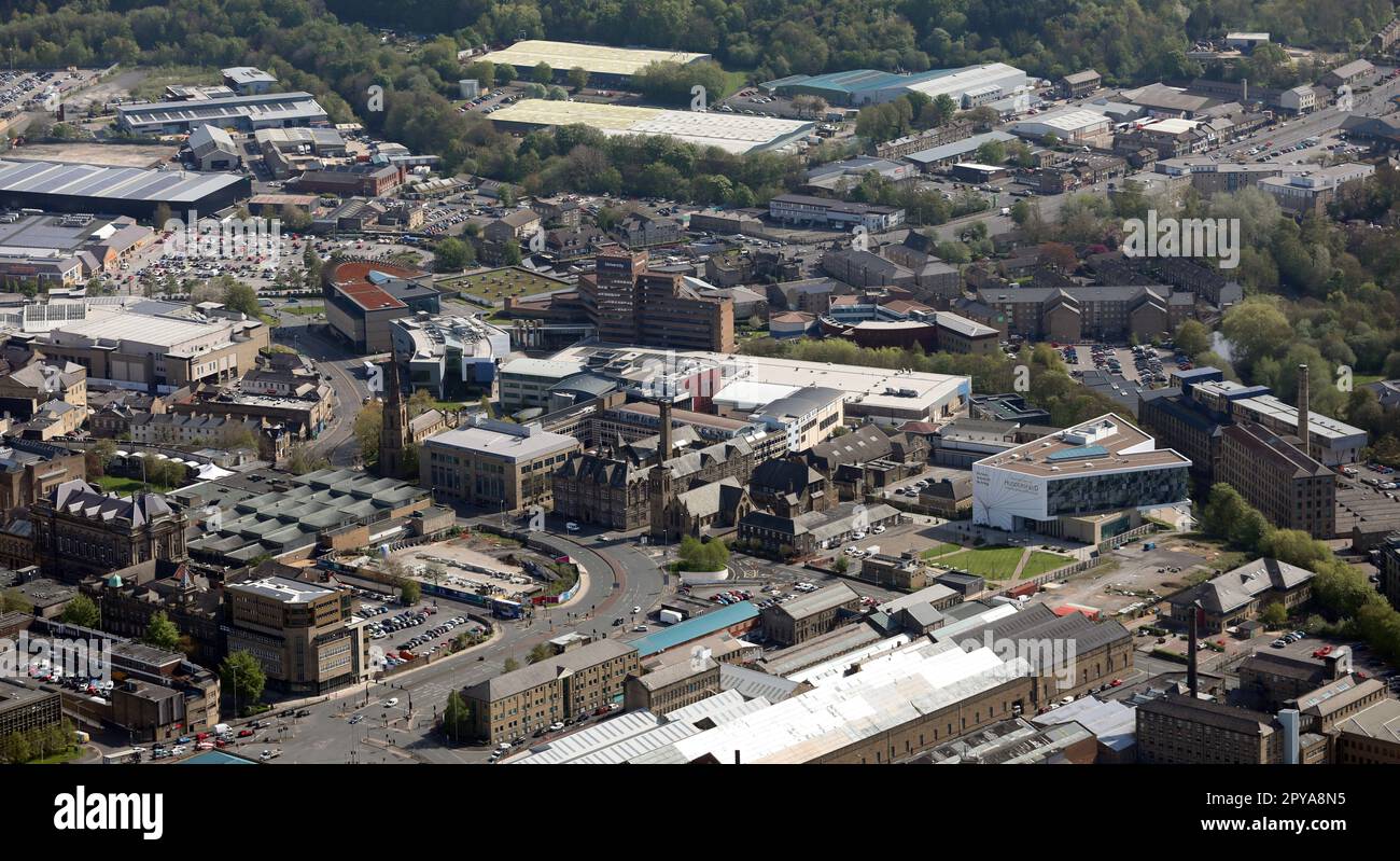 aerial view of Huddersfield town centre, West Yorkshire Stock Photo - Alamy