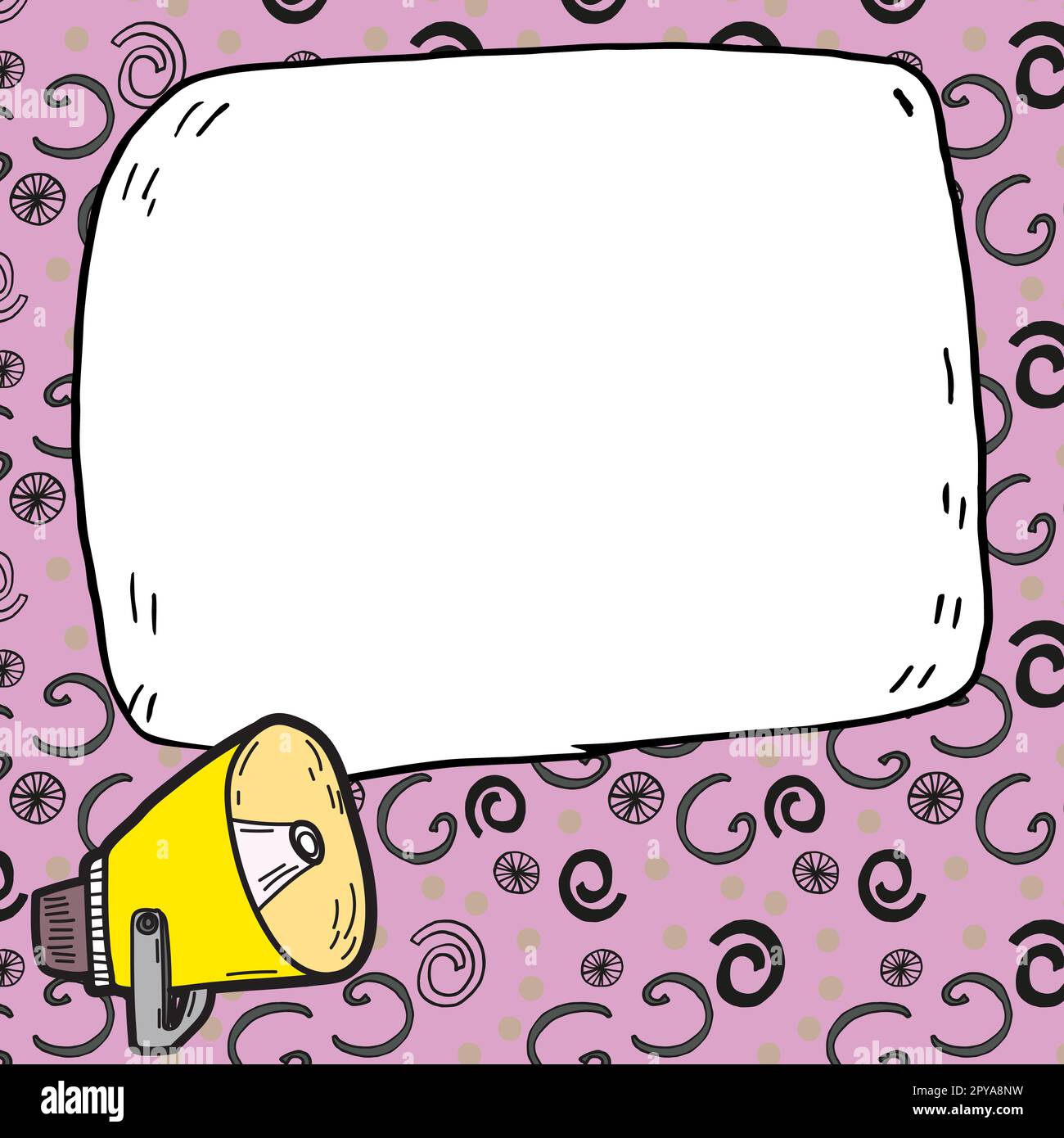 Megaphone presenting important information. Vector drawing illustration ...