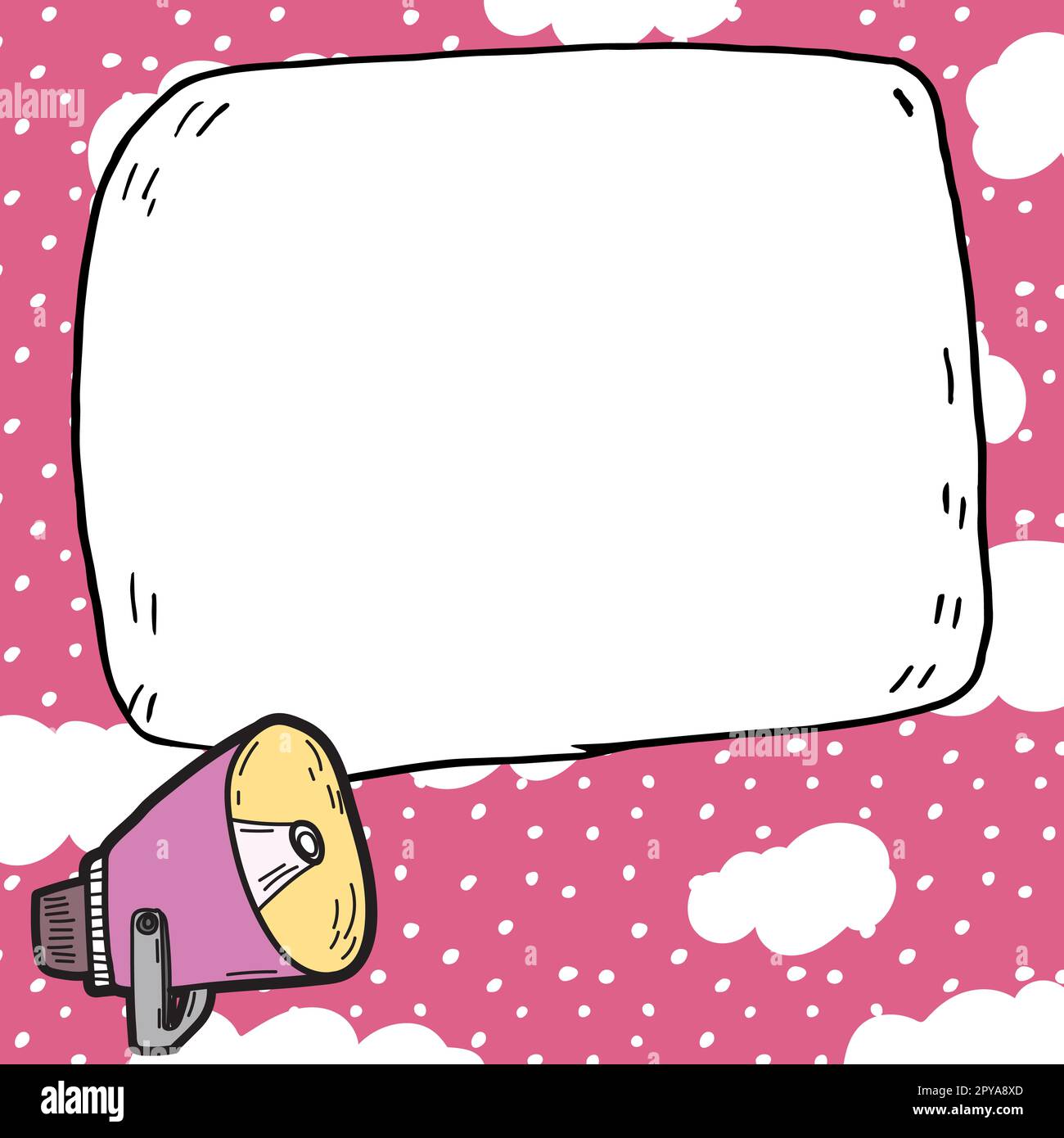 Megaphone presenting important information. Vector drawing illustration ...