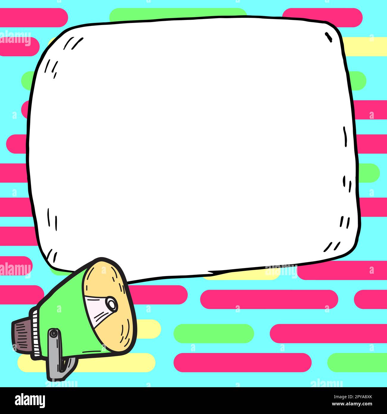 Megaphone presenting important information. Vector drawing illustration ...