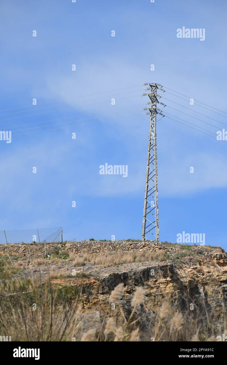 Power transmission line in the province of Alicante, Costa Blanca ...