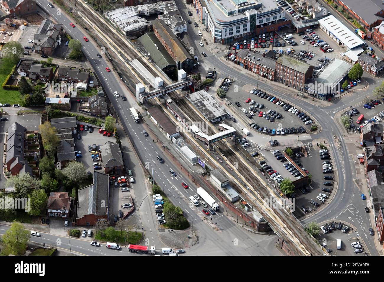 aerial view of Macclesfield Railway Station, Cheshire Stock Photo - Alamy