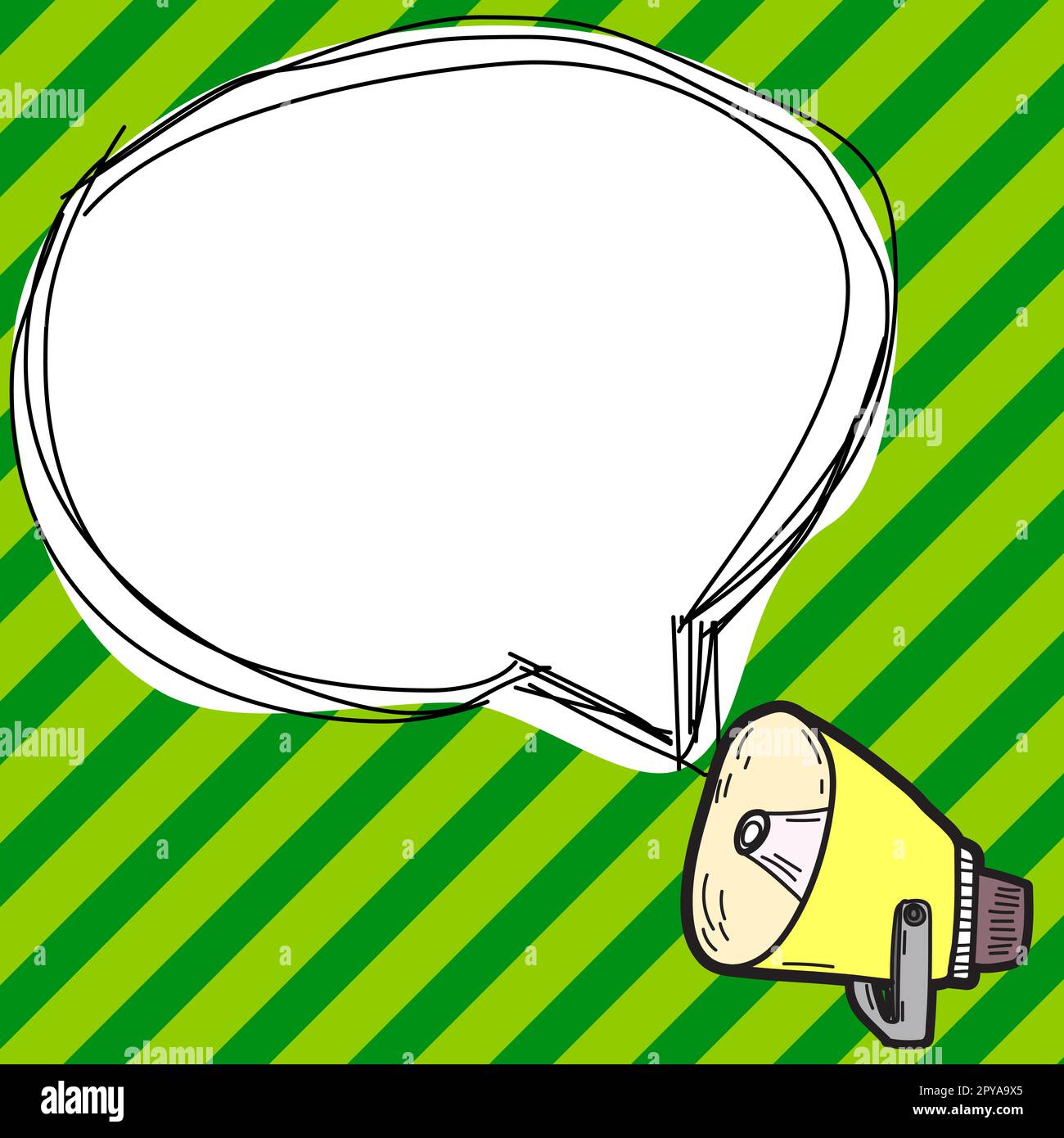 Megaphone presenting important information. Vector drawing illustration ...