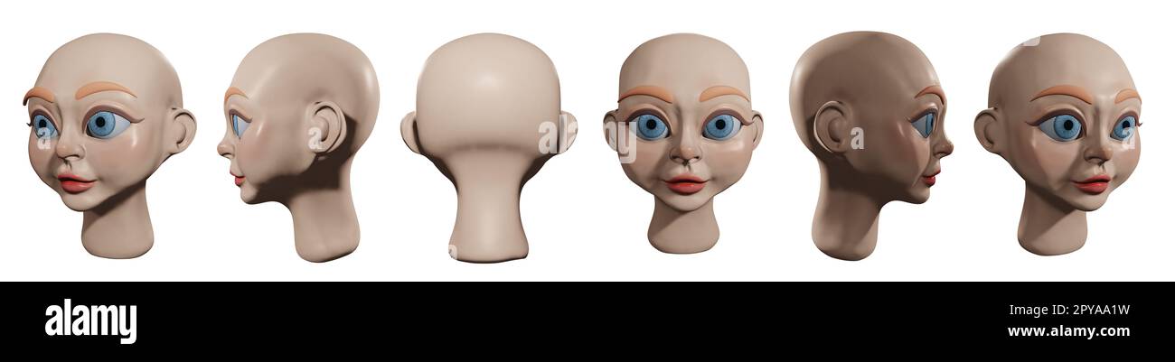 3D render of a bald head of cartoon character Stock Photo - Alamy