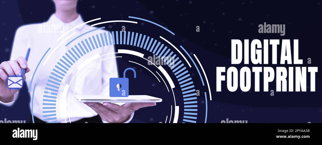 Text showing inspiration Digital Footprint. Business overview uses ...