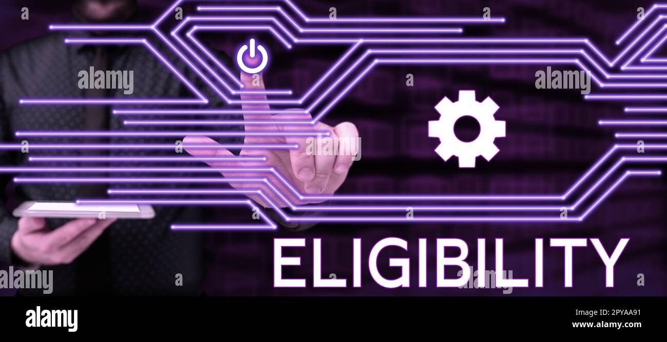 Inspiration showing sign Eligibility. Concept meaning State of having ...