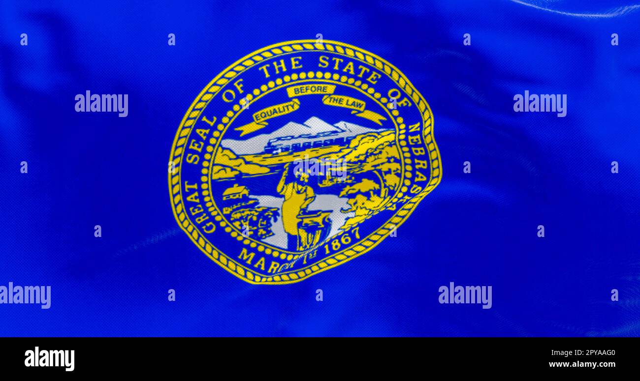 Close-up of the Nebraska state flag fluttering Stock Photo - Alamy