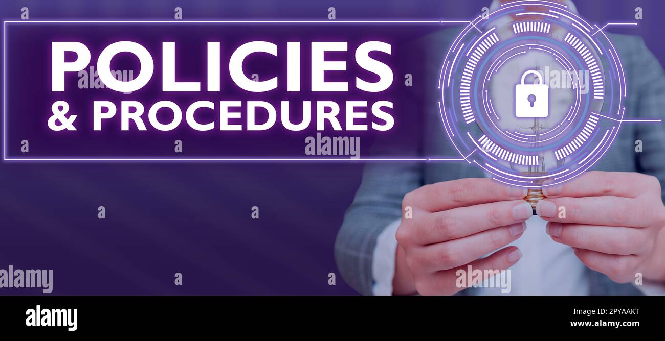 Inspiration showing sign Policies Procedures. Business overview list of ...