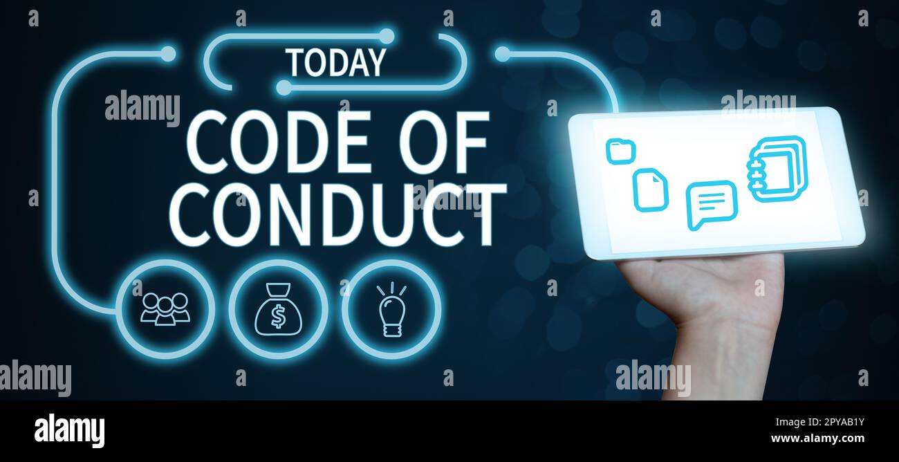 Text showing inspiration Code Of Conduct. Business idea Ethics rules ...