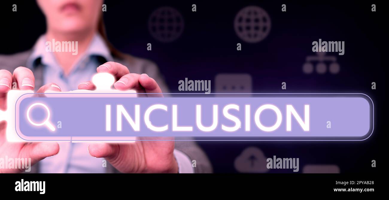 Conceptual caption Inclusion. Word for action state including of being ...