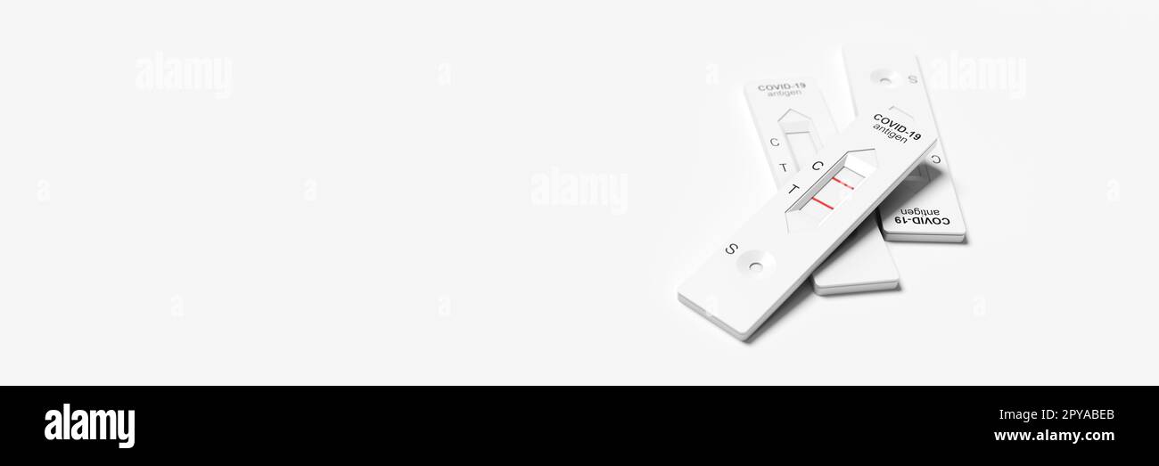 Positive test result by using rapid test device for COVID-19. 3d ...