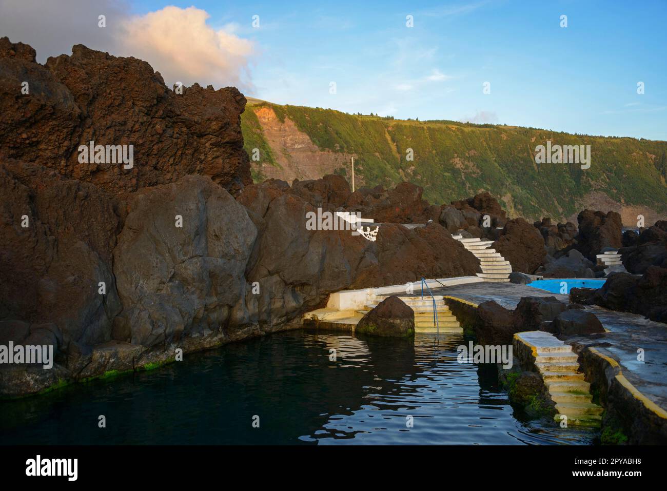 Natural swimming pool, Varadouro, Faial, Azores, Portugal Stock Photo ...