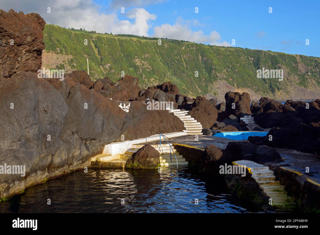 Natural swimming pool, Varadouro, Faial, Azores, Portugal Stock Photo ...