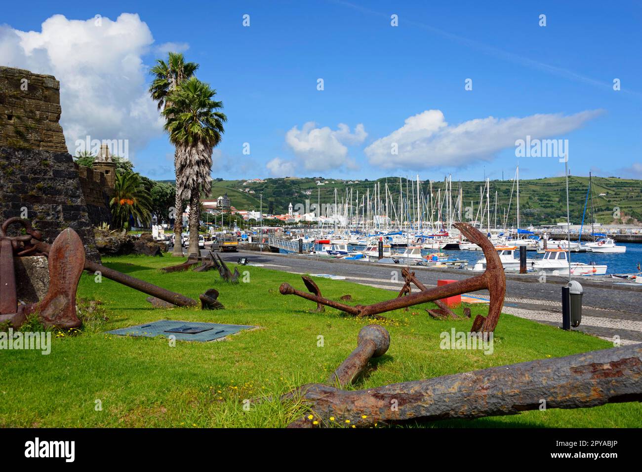 Fortress and harbour, Horta, Faial, Azores, Portugal, Castelo de Santa ...