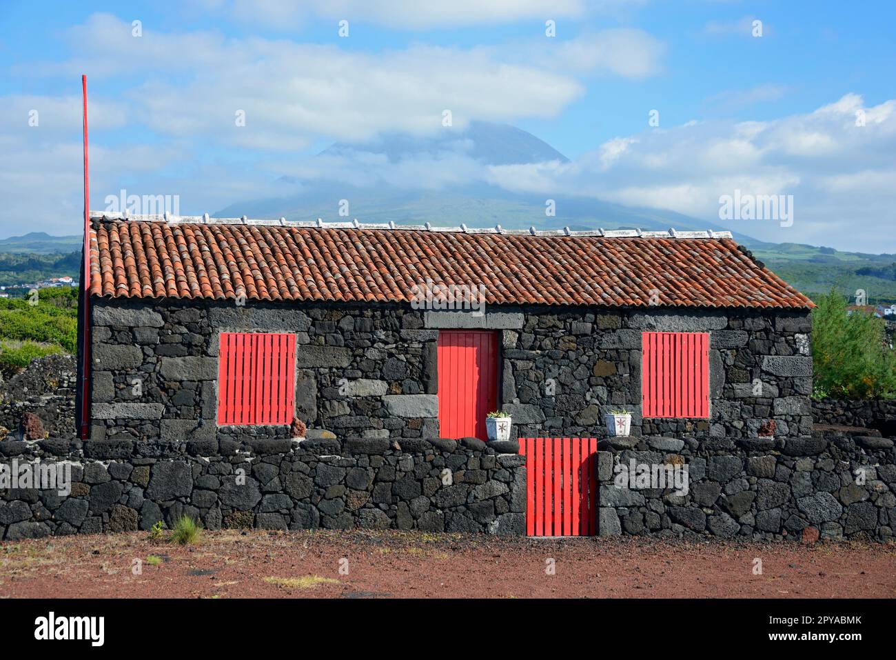 Typical volcanic stone house, growing area, UNESCO World Heritage ...