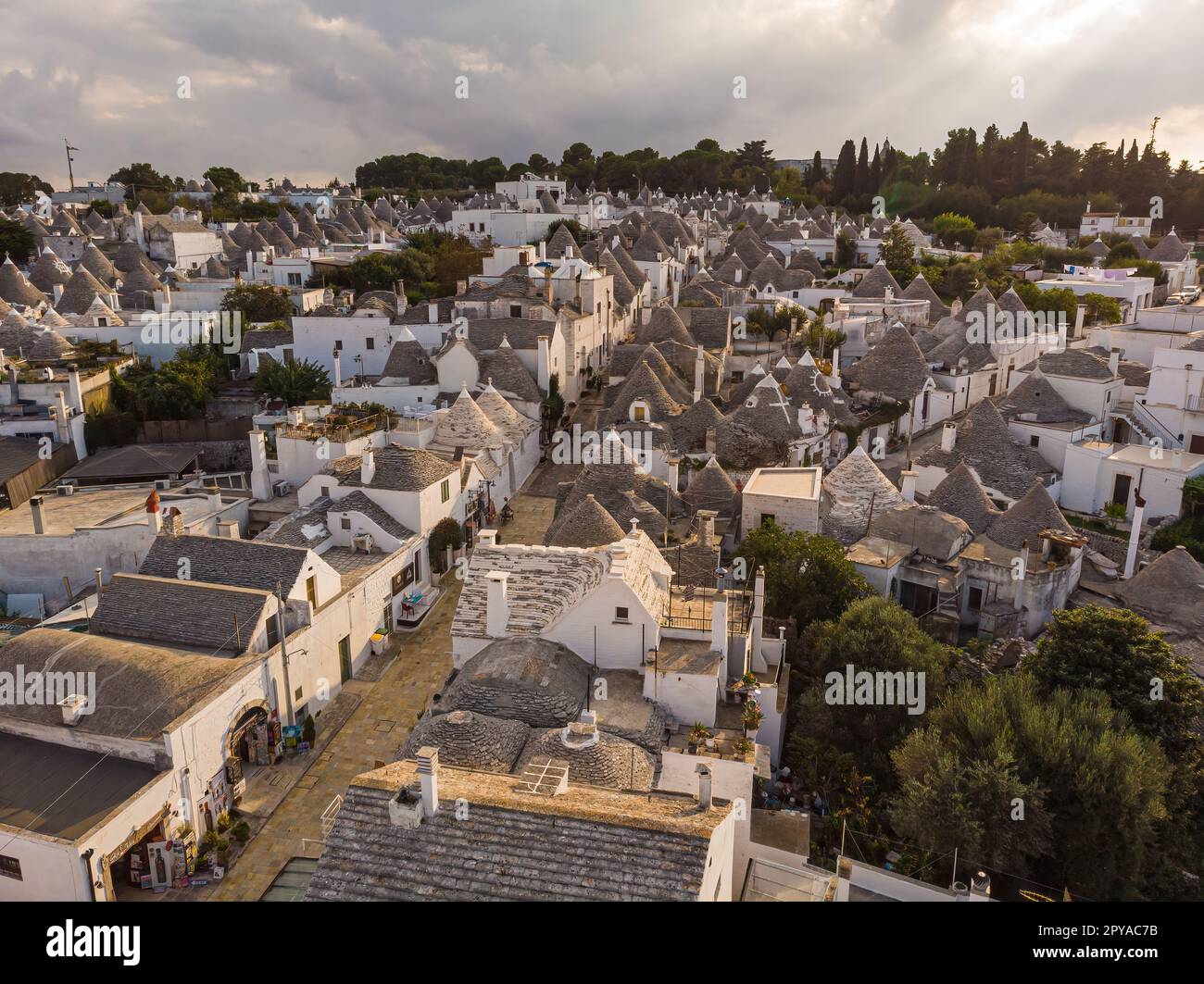 Aerial view of Alberobello, city of Trulli in Itria Valley, Puglia ...