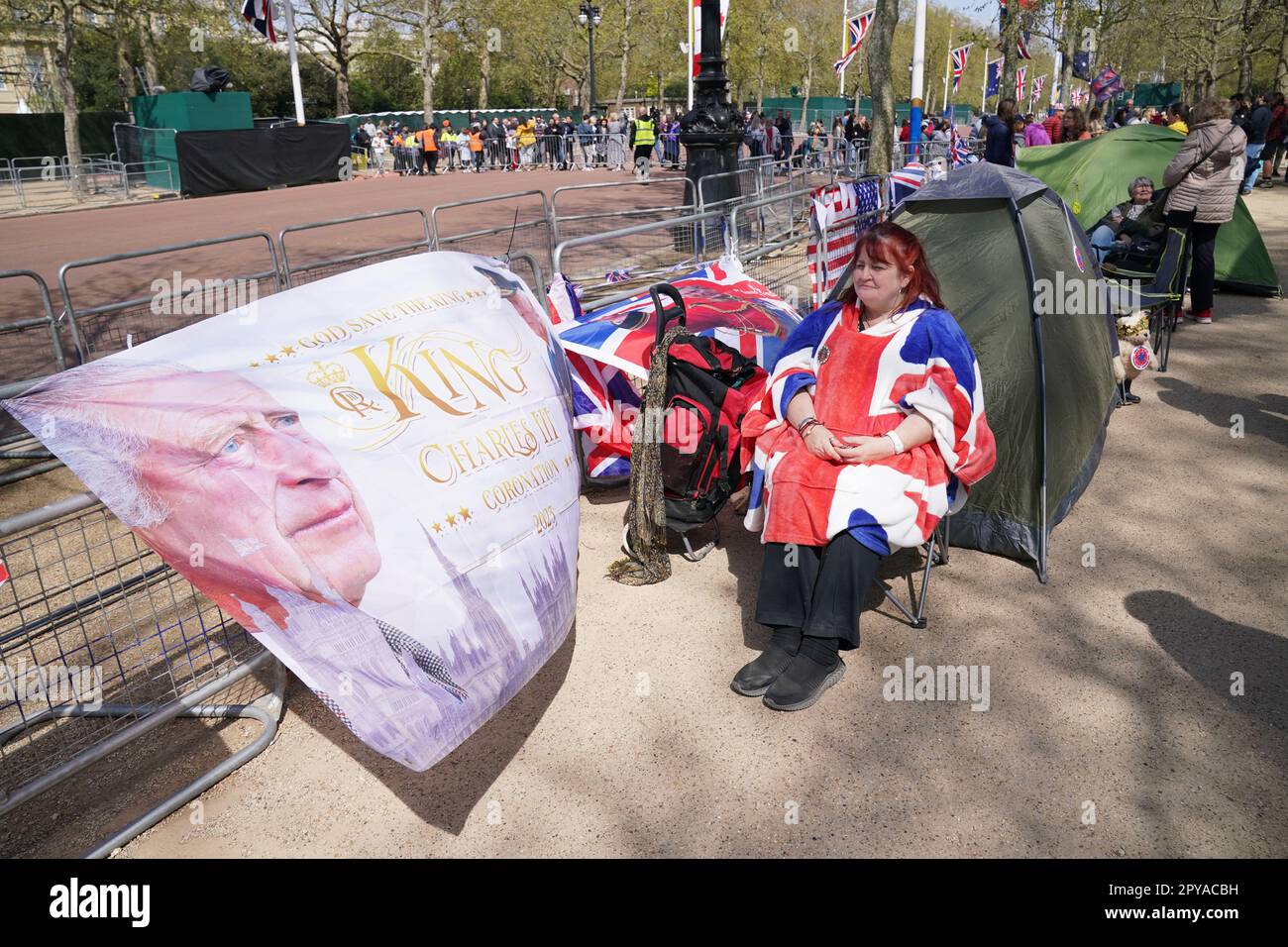 Royal fan Faith Nicholson, who is camping out on The Mall, near ...