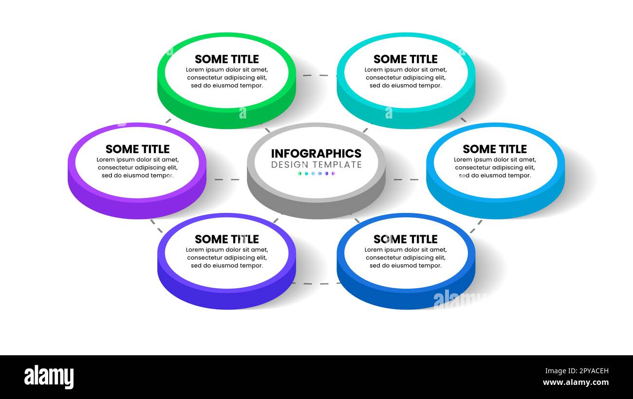 Infographic template with 6 options or steps. Isometric Circle. Can be used for workflow layout ...