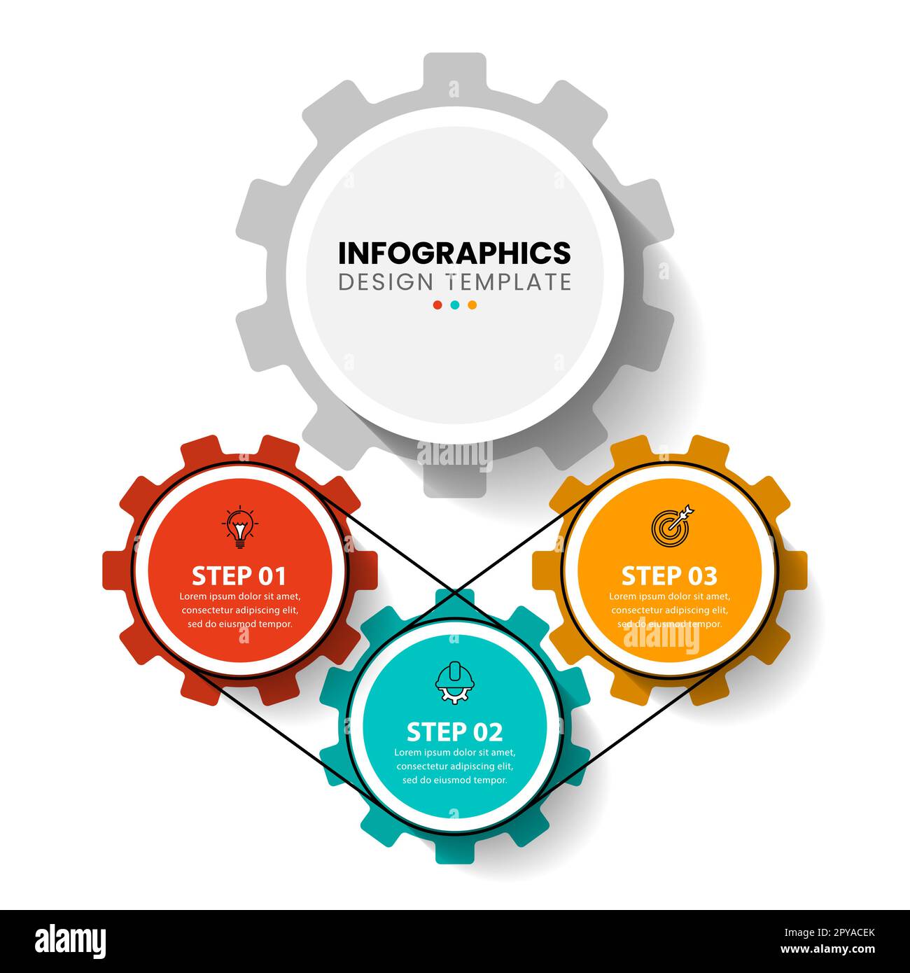 Infographic template with icons and 3 options or steps. Gears. Can be ...