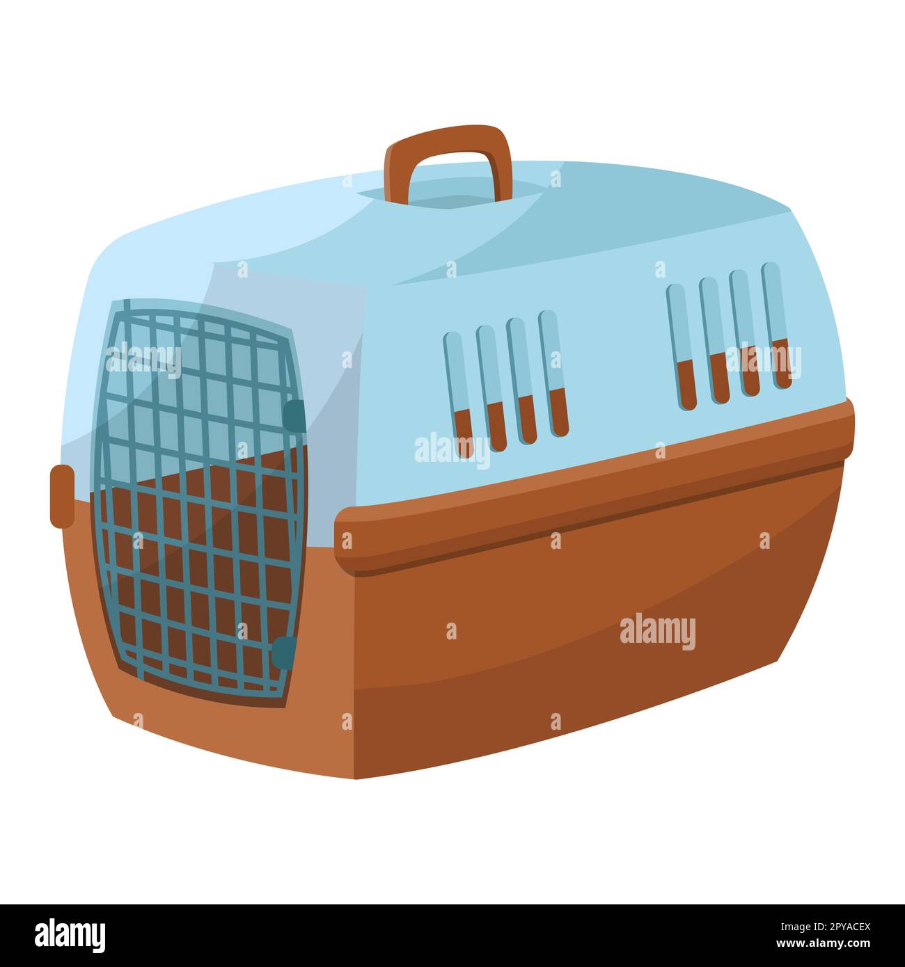 Plastic carrier for animals. Vector color isolated illustration in ...