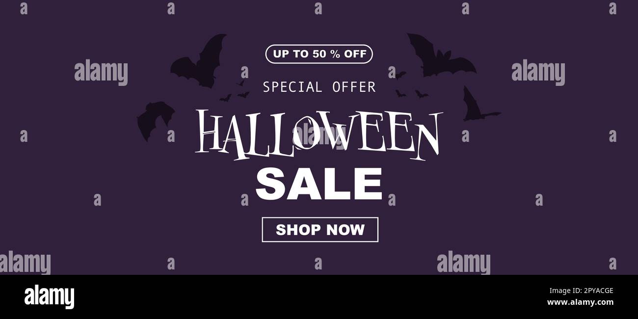 Halloween promo sale banner, purple background Stock Vector Image & Art ...