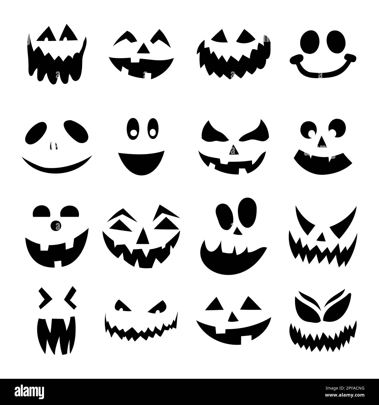 Halloween face set.Creepy pumpkin smile collection Stock Vector Image ...