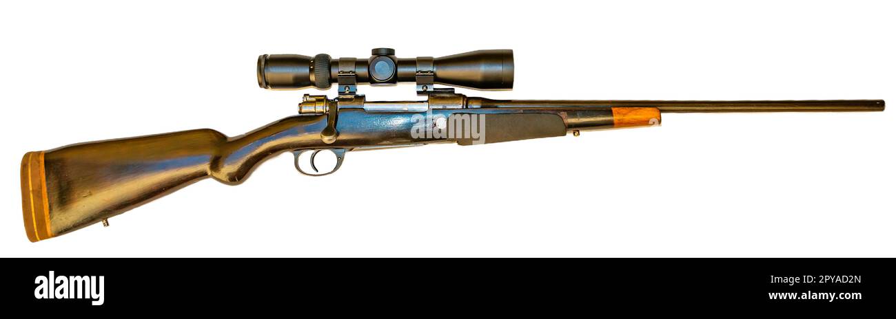 Isolated on white rifle with telescopic sight Stock Photo - Alamy