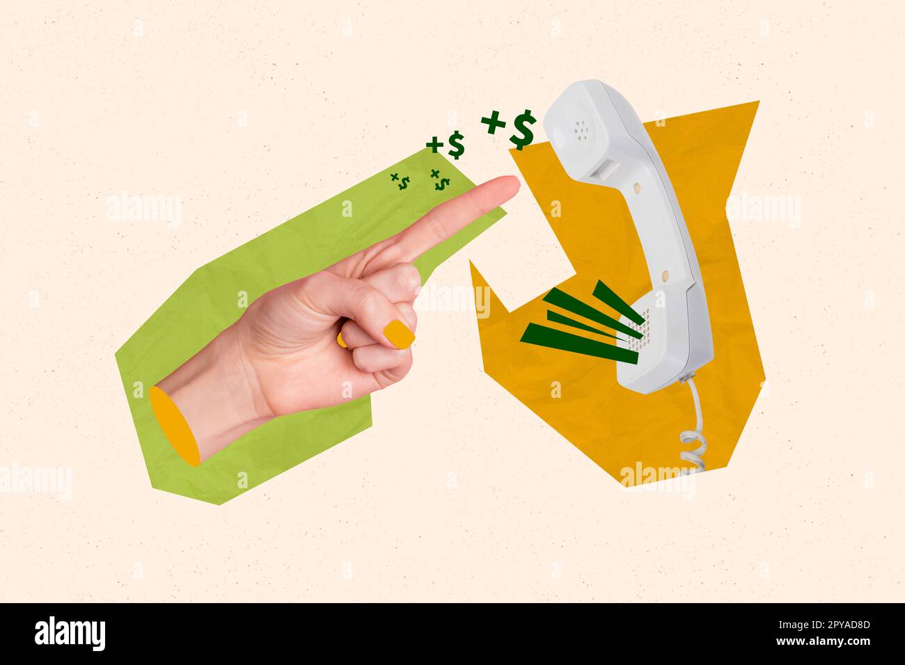 Creative poster banner collage of person hand pointing finger answer ...