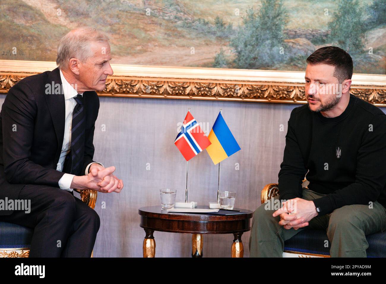 Helsinki, Finland 20230503.Norway's Prime Minister Jonas Gahr Stoere in a meeting with Ukrainian ...