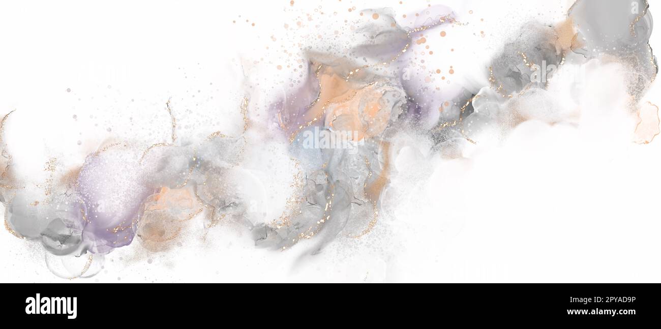 Alcohol ink art minimalist abstract illustration, gray fluid with ...