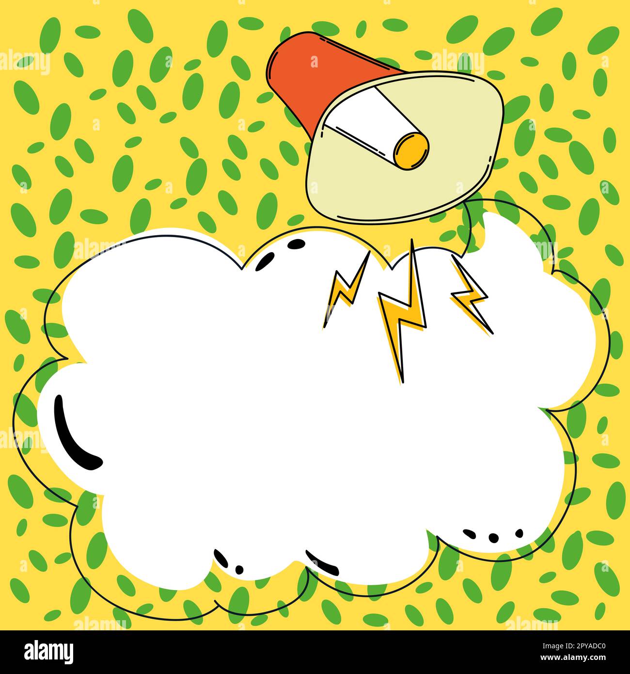 Megaphone presenting important information. Vector drawing illustration ...