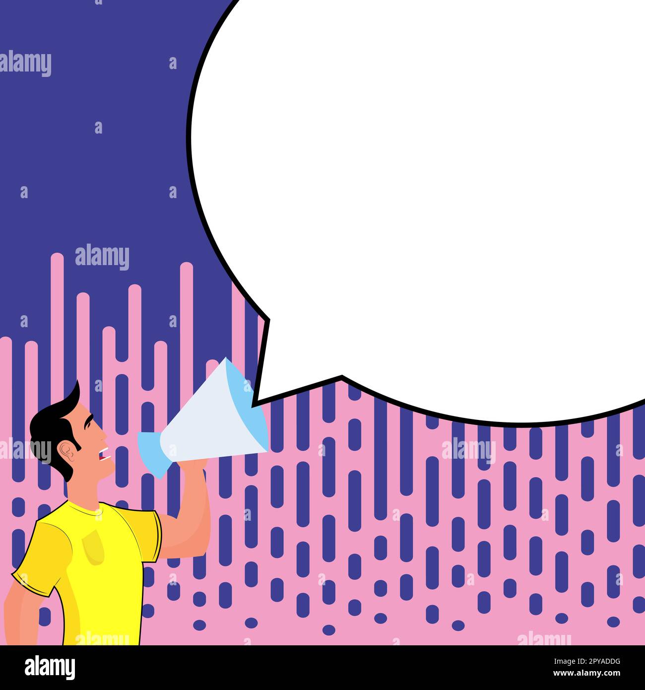 Man holding megaphone in hand and presenting important information. Big ...