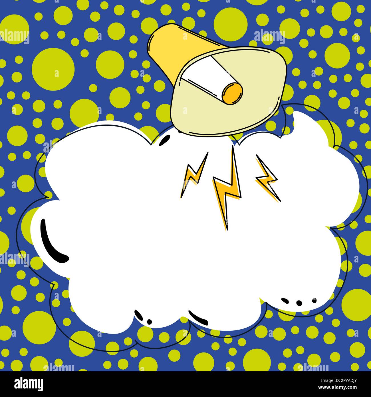 Megaphone presenting important information. Vector drawing illustration ...