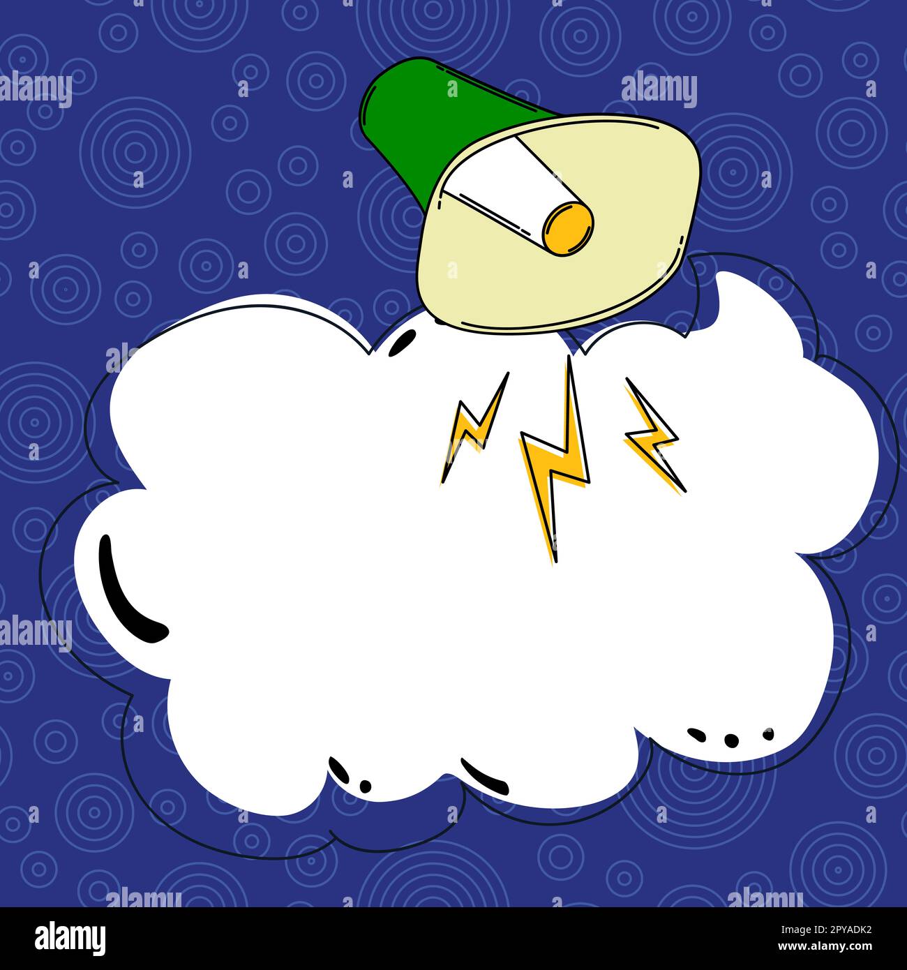 Megaphone presenting important information. Vector drawing illustration ...