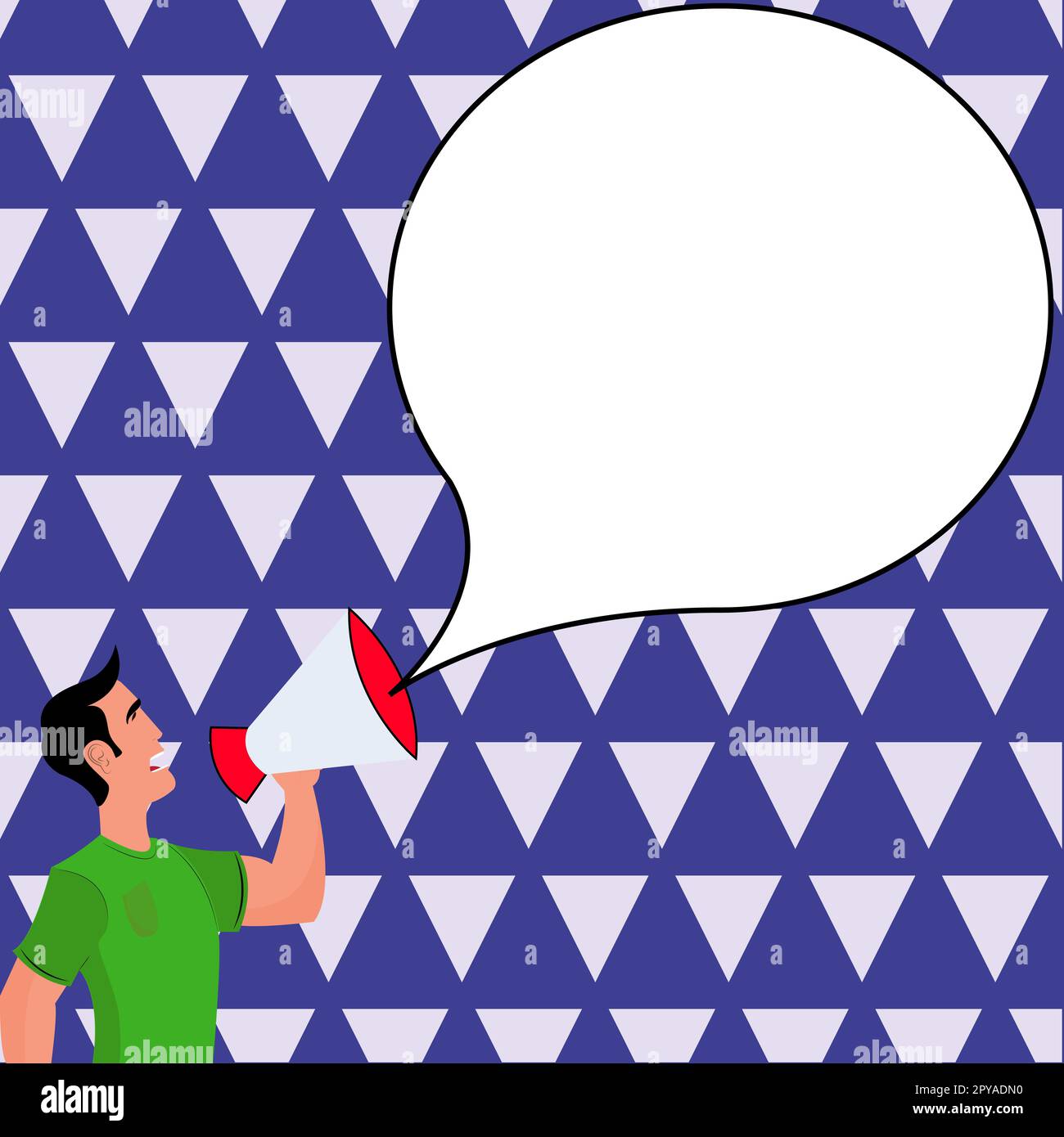 Man holding megaphone in hand and presenting important information. Big ...