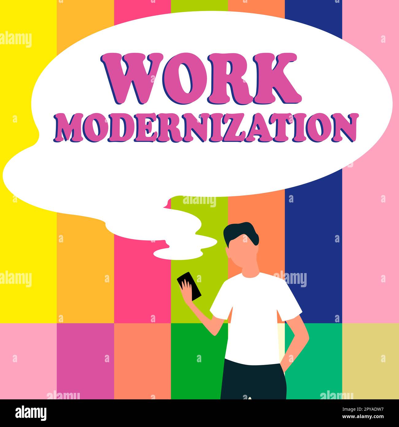 Hand writing sign Work Modernization. Business showcase changing ...