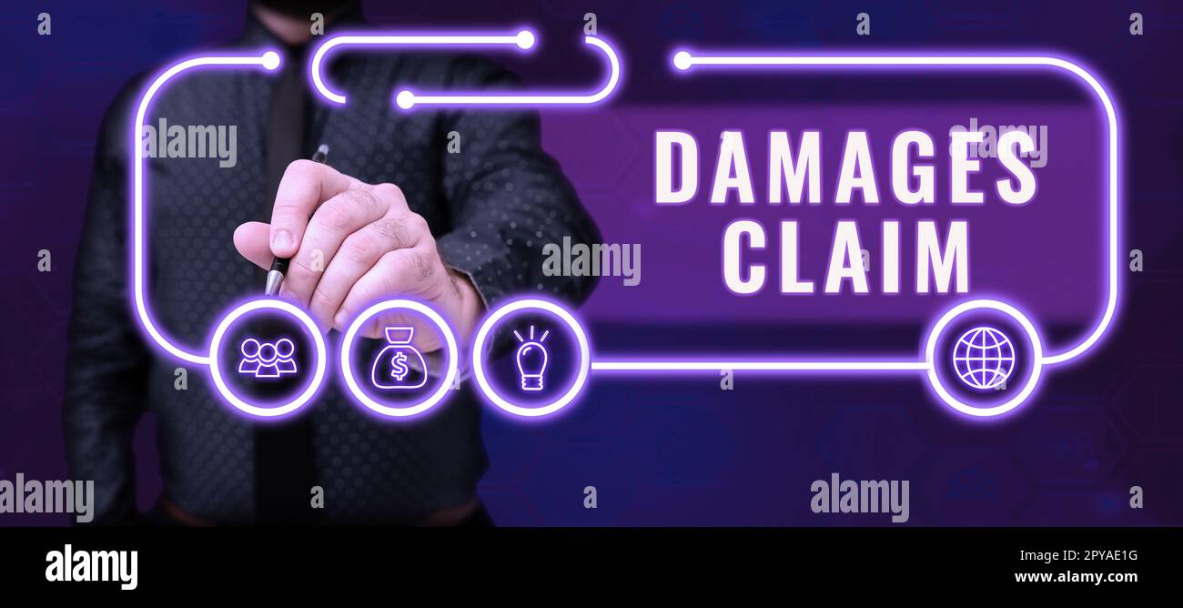 Text sign showing Damages Claim. Business concept Demand Compensation ...