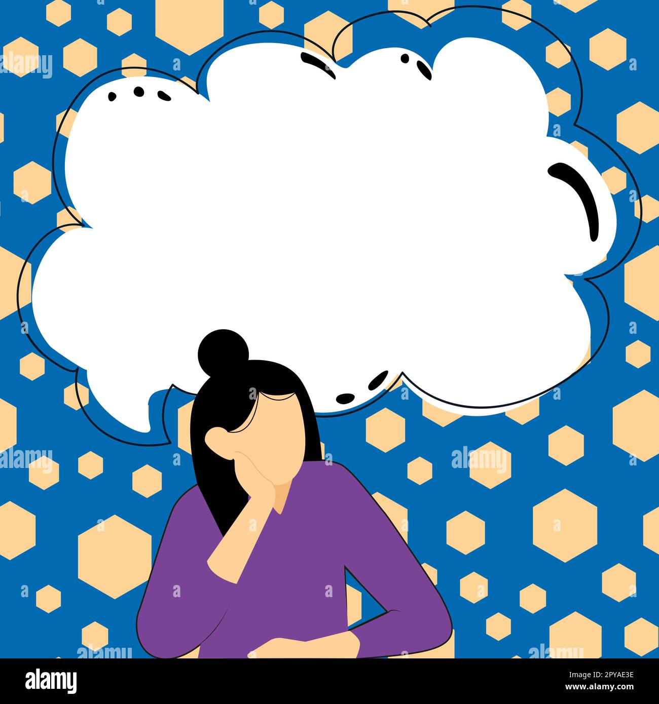 Cartoon Girl With Thinking Bubble